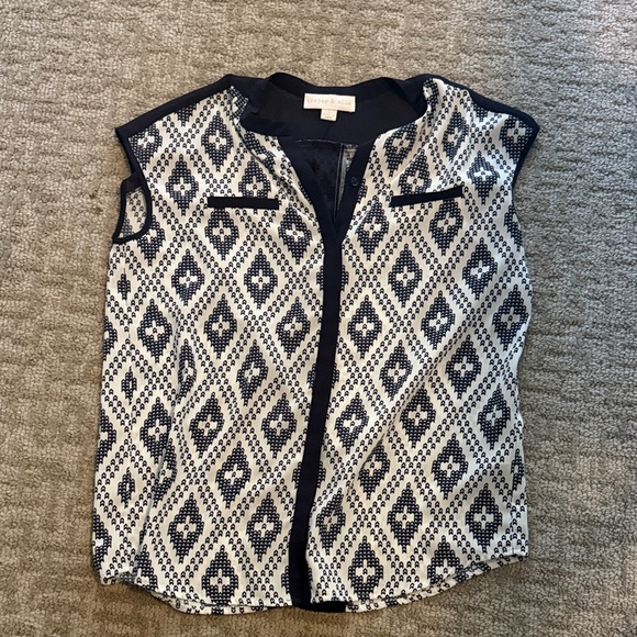 cooper & ella | Tops | Cooper Ella Black And White Geometric Blouse ...